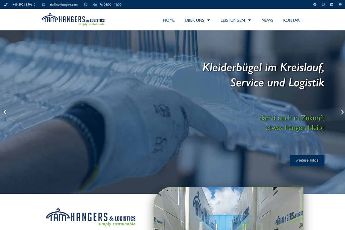 Website Launch der Internetpräsenz Tam Hangers & Logistics